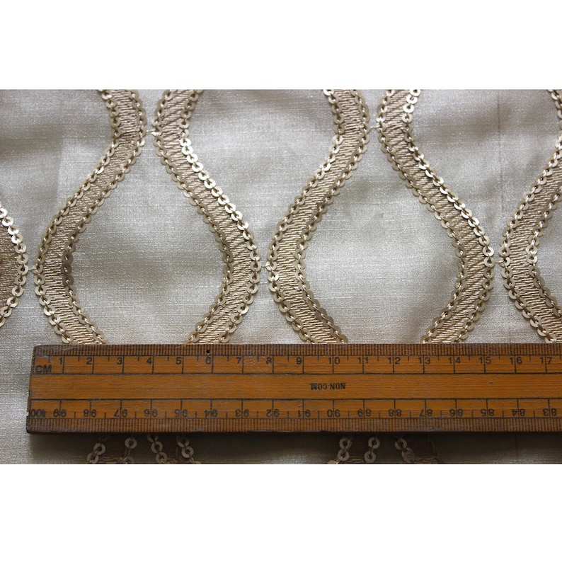 Sequins Scallop Stitch Embroidery Sheer Curtain Fabric Panels - Etsy