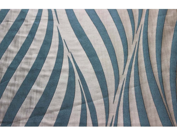 Teal Stripes Curtain Fabric Upholstery Fabric Curtain Panels - Etsy