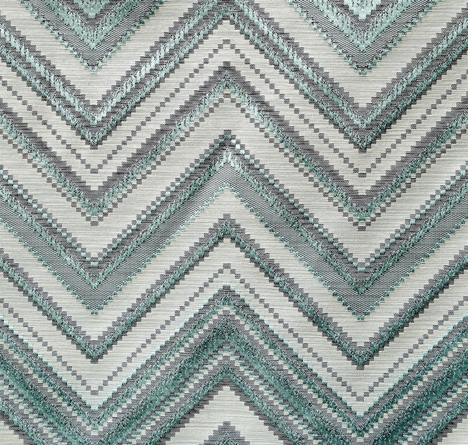 Teal Geometric Waves Fabric by the Yard / Metre, Jacquard Fabric ...