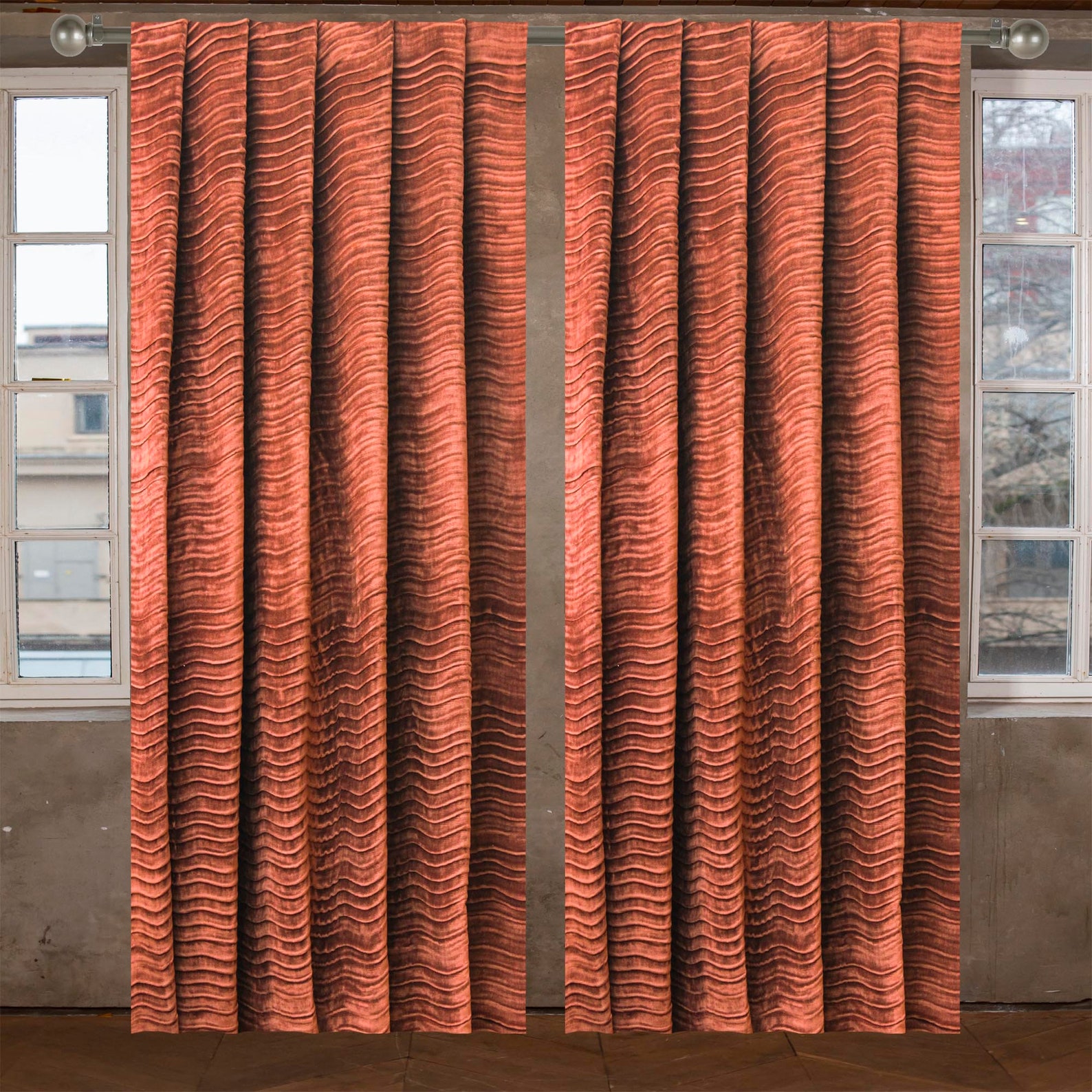 Rust Velvet With Pleats Fabric Curtain Panel Velvet Curtain - Etsy