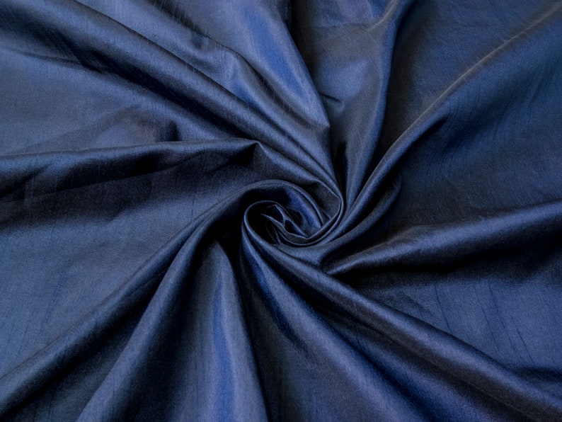 Navy Blue Art Silk Fabric By The Yard Silk Curtain Fabric | Etsy