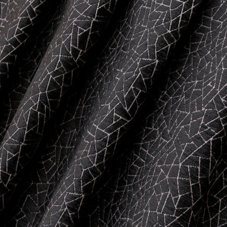 Black Web Velvet Fabric by the Yard / Metre, Jacquard Velvet Fabric ...