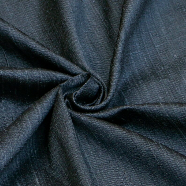 Midnight Blue Silk Fabric by the Yard Silk Fabric Silk - Etsy