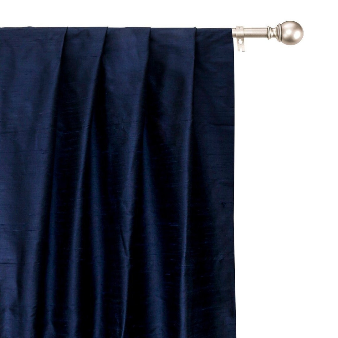 Navy Blue Silk Dupioni Curtain Panels (rod Pocket, Grommet, Box Pleat ...
