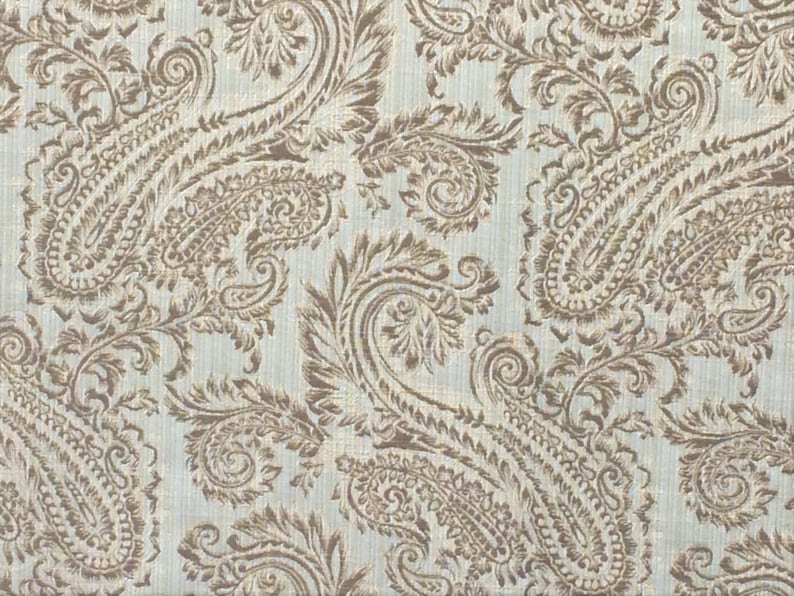 Beige Paisleys Curtain Fabric by the Yard / Metre, Upholstery Fabric ...