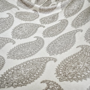 Grey Paisley Woven Fabric by the Yard / Metre, Cotton Fabric ...