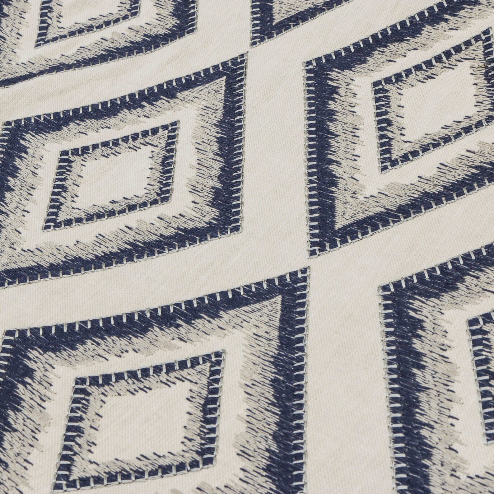Blue Diamonds Embroidered Fabric by the Yard / Metre, Cotton Linen ...