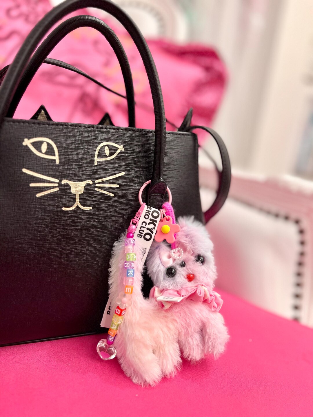 NEUROSPICY CAT CHARMIES : Pink Cat Bag Charm, Neko Bag Buddy, Purse ...