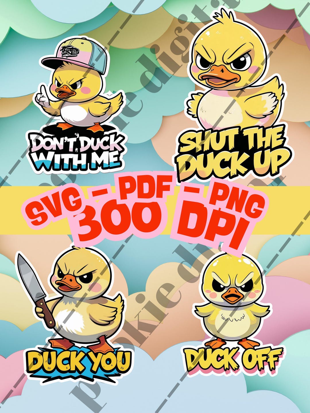 Funny Angry Duck SVG Bundle: Sarcastic Meme Stickers (digital Download ...