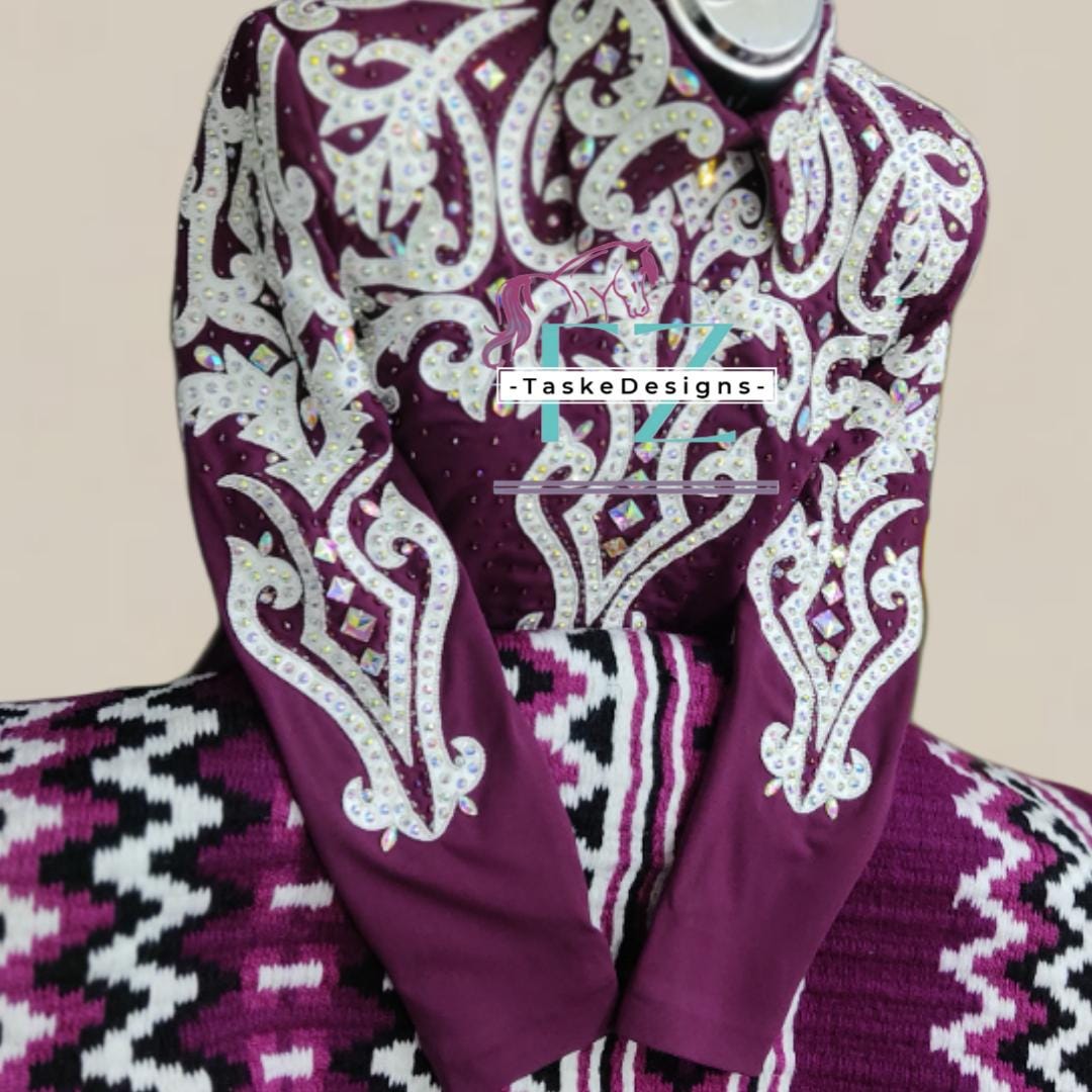 Western Show Shirt With Matching Pad • Purple With Zip Stretch Fabric ...