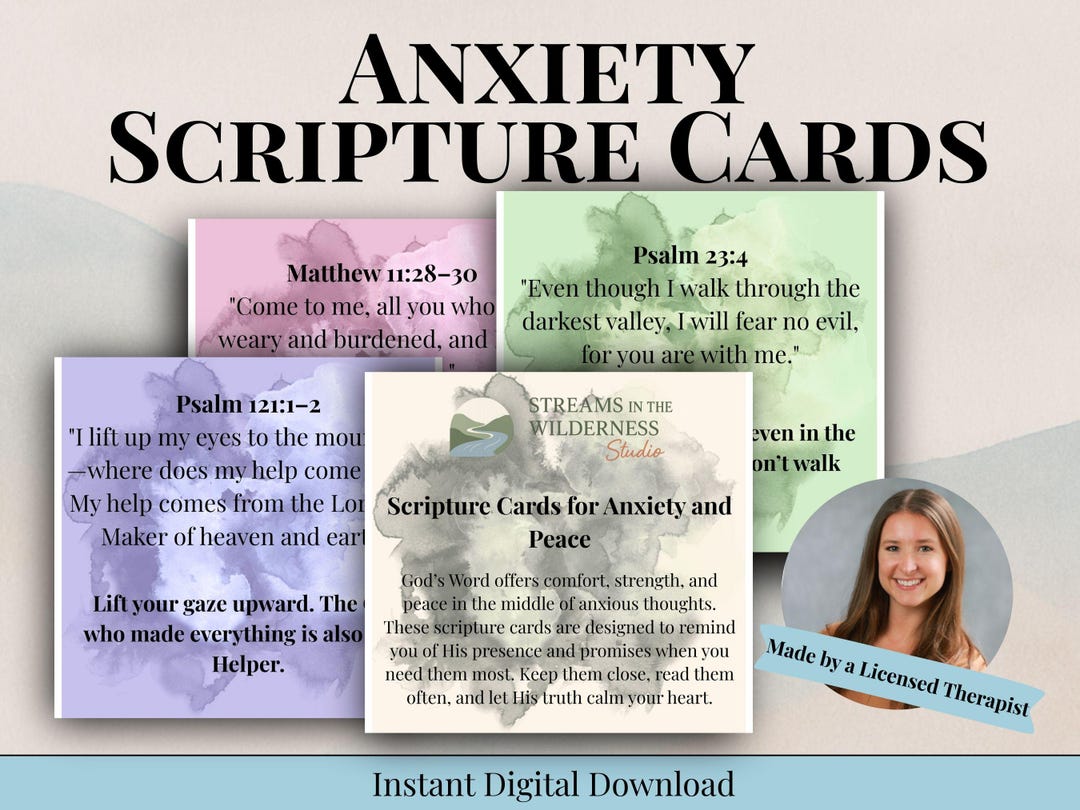 Anxiety Scripture Cards, Bible Verses for Encouragement, Christian ...