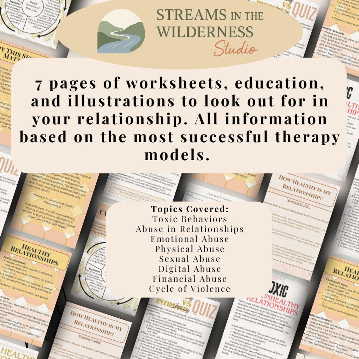Types of Abuse & Cycle of Violence Worksheet Bundle, Therapist-created ...