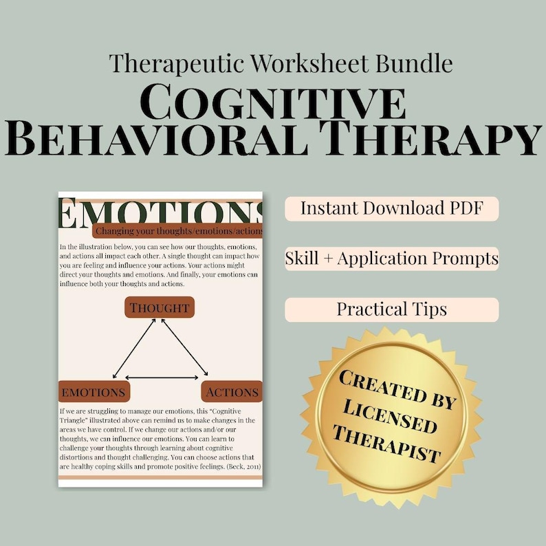 CBT Worksheets Bundle, Cognitive Triangle, Distortions, Triggers ...