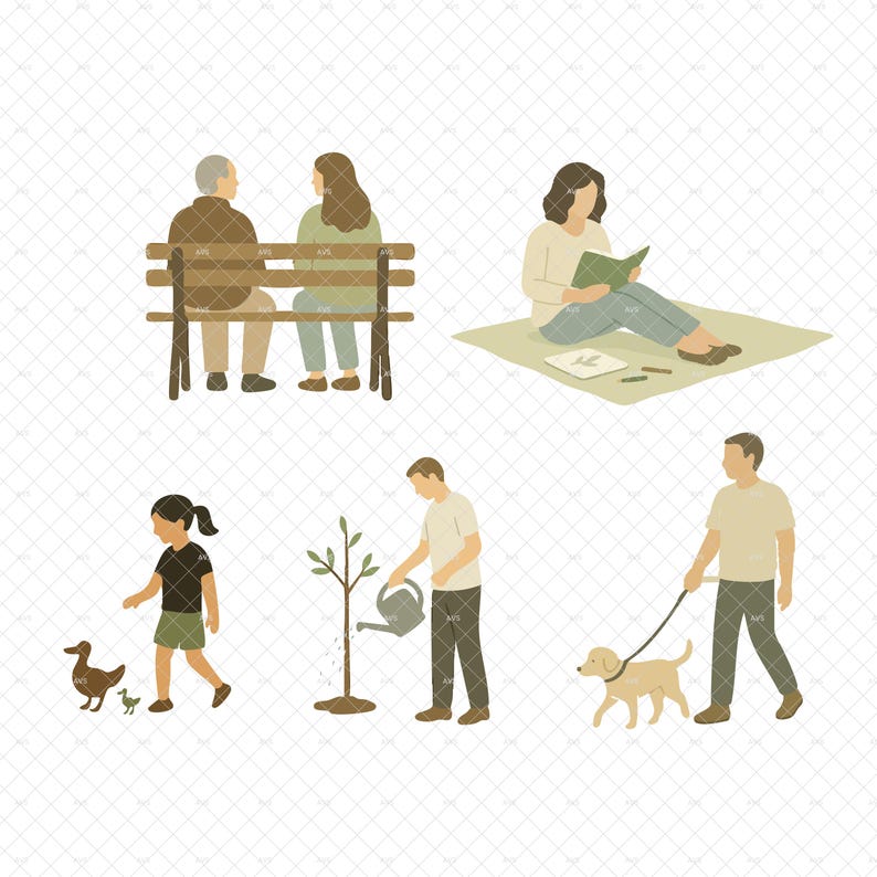 Flat Vector People – Silhouettes for Architects | Grainy Style | Vol ...