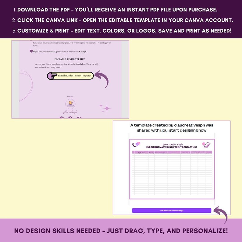 Editable Kindergarten Teacher Templates – Masterlist, Dues, Logs ...