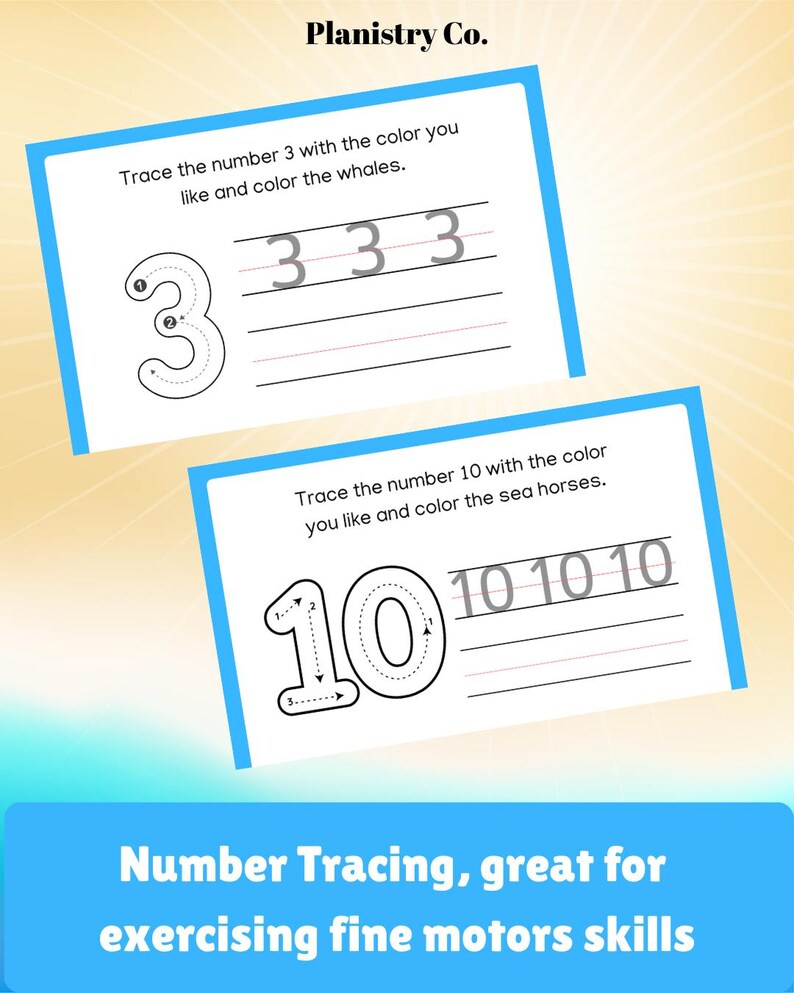 Printable Coloring Book ''under the Sea'' Number Tracing | Toddler ...