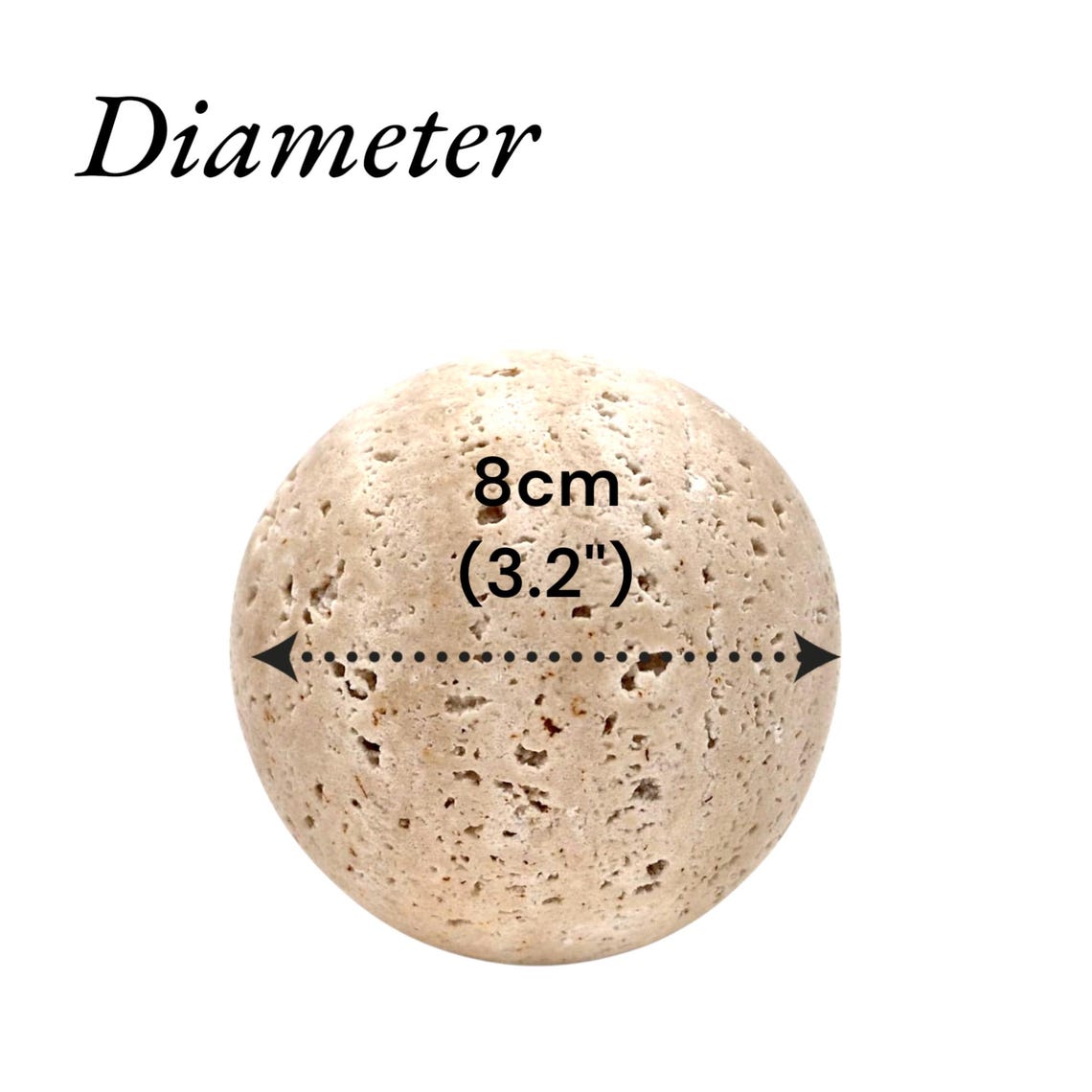 Natural Travertine Decorative Sphere Ornament With 8cm (3.2") Diameter ...