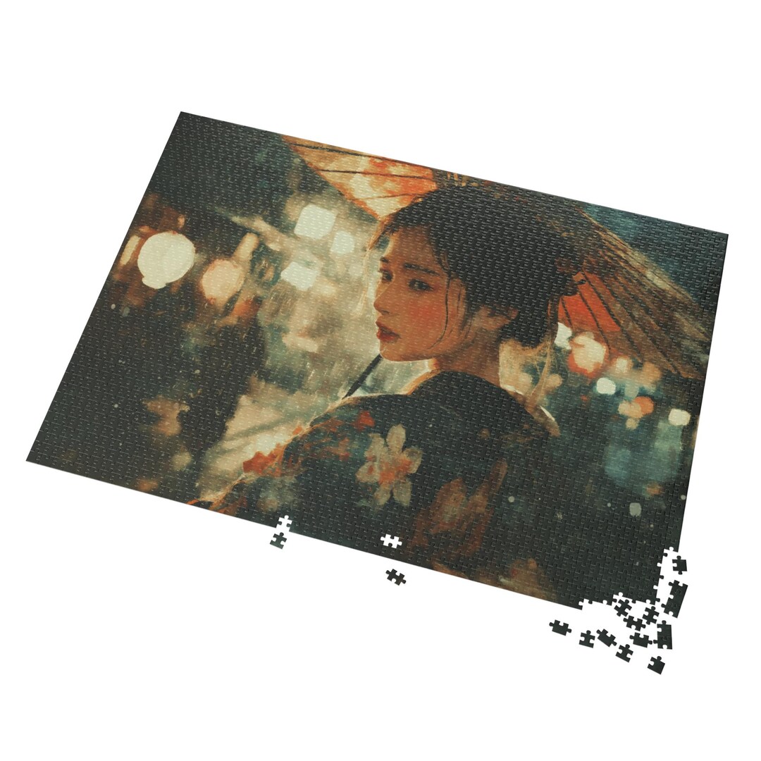 Elegant Japanese Art Jigsaw Puzzle With Tin, Vintage Artwork, Home ...