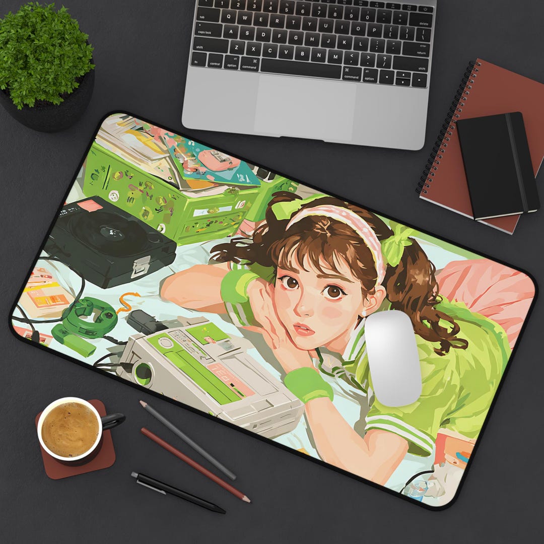 Retro Gamer Desk Mat, Colorful Desk Pad, Cute Anime Decor, Gaming ...