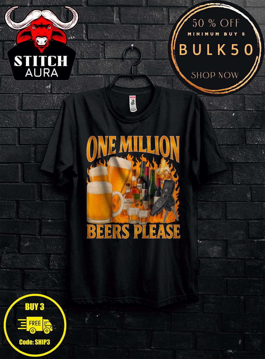 One Million Beers Please Meme Bootleg Tshirt Gift for Man,drinking Meme ...