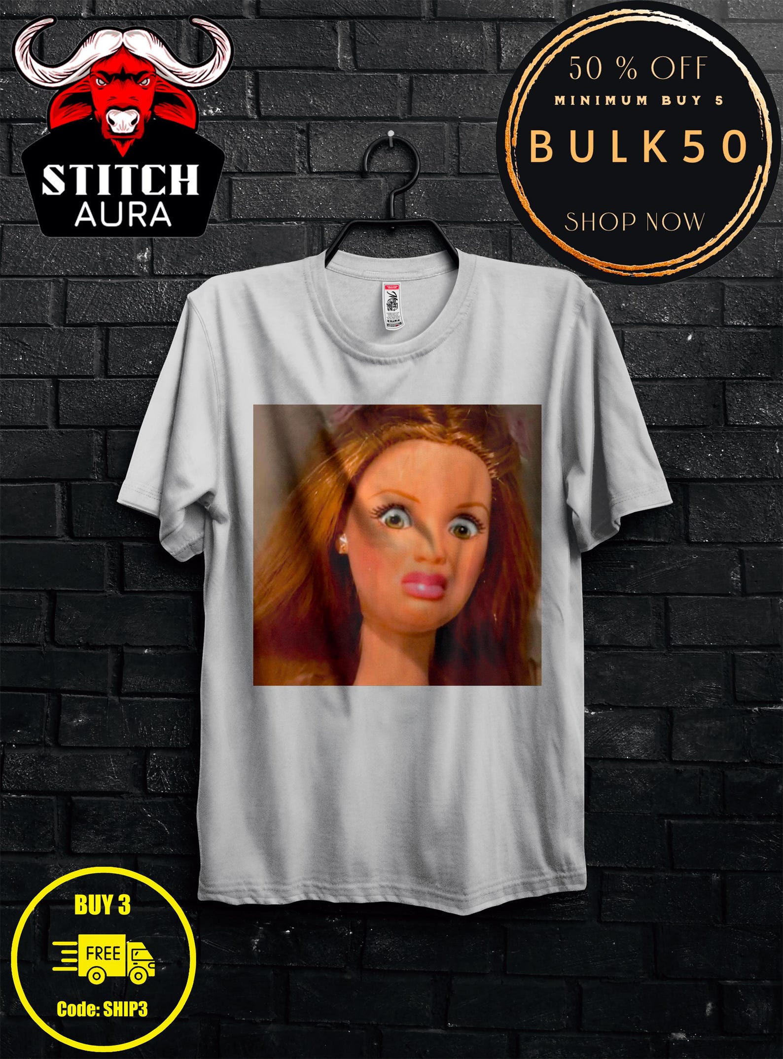 Funny Distressed Doll Face Meme T-shirt Gift for Woman,weird Shirt ...