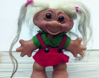 Vintage Ace Novelty Treasure Troll Doll Red Hair Red Star - Etsy
