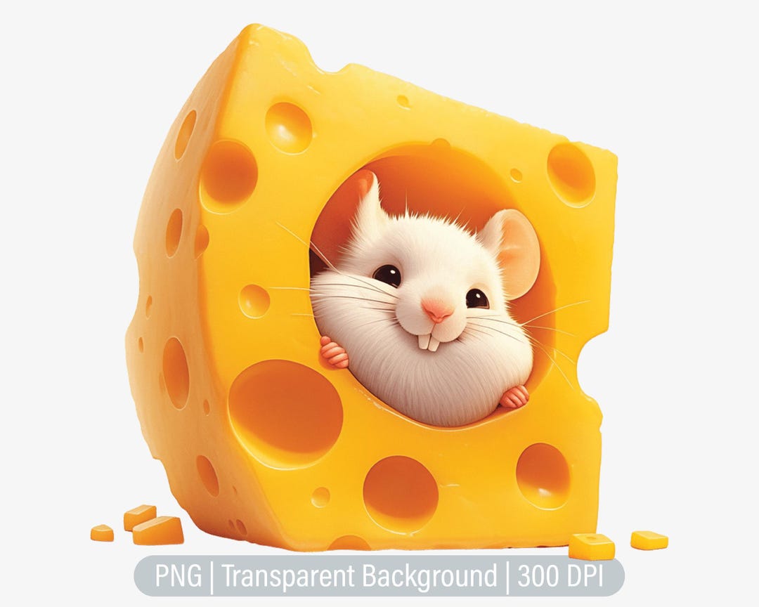 Mouse and Cheese Clipart, Cute Mouse PNG, Junk Journals, Scrapbooking ...