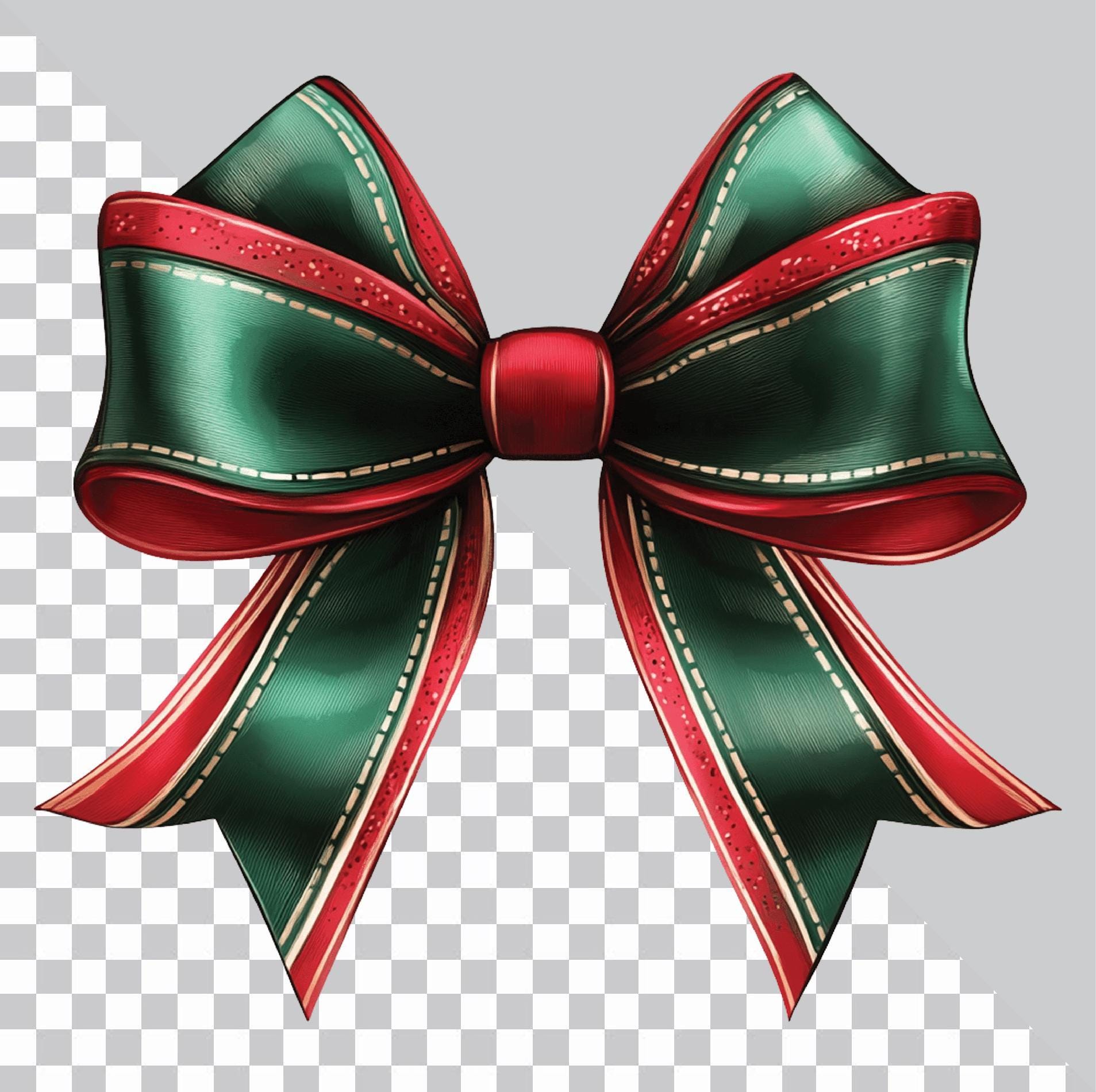 Christmas Bow Ribbon Clipart, Christmas Satin Bow PNG, Junk Journals ...