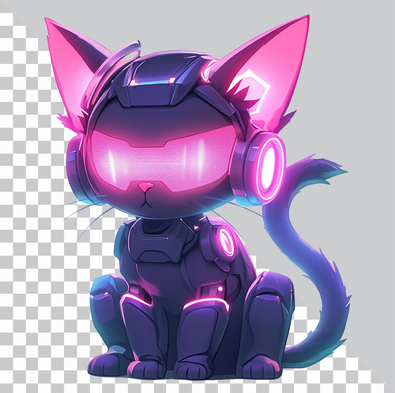 Cyberpunk Cat Clipart, Cyborg PNG, Sci-fi , Junk Journals, Scrapbooking ...