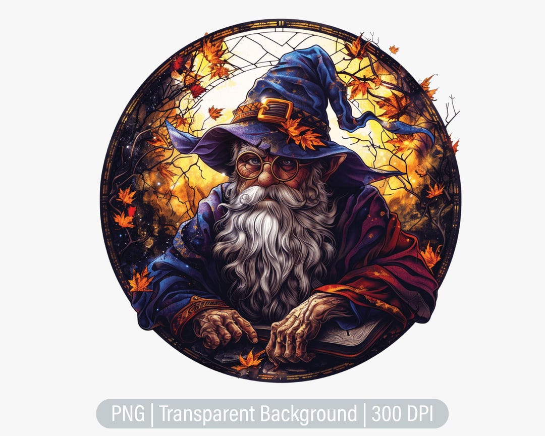 Halloween Wizard Clipart, Halloween Stained Glass, Ornament, Junk ...