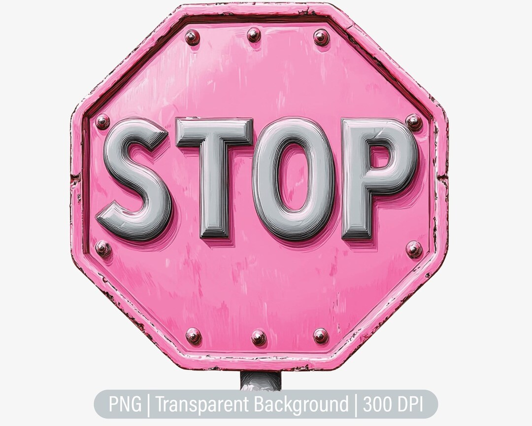 Pink Stop Sign Clipart, Construction Girl PNG, Construction Sign, Junk ...