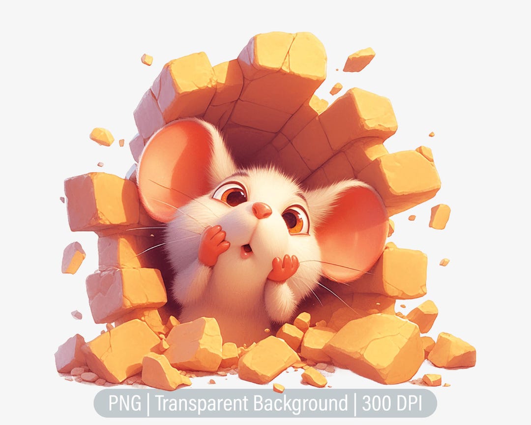 Mouse Brick Wall Hole Clipart, Cute Mouse PNG, Junk Journals ...
