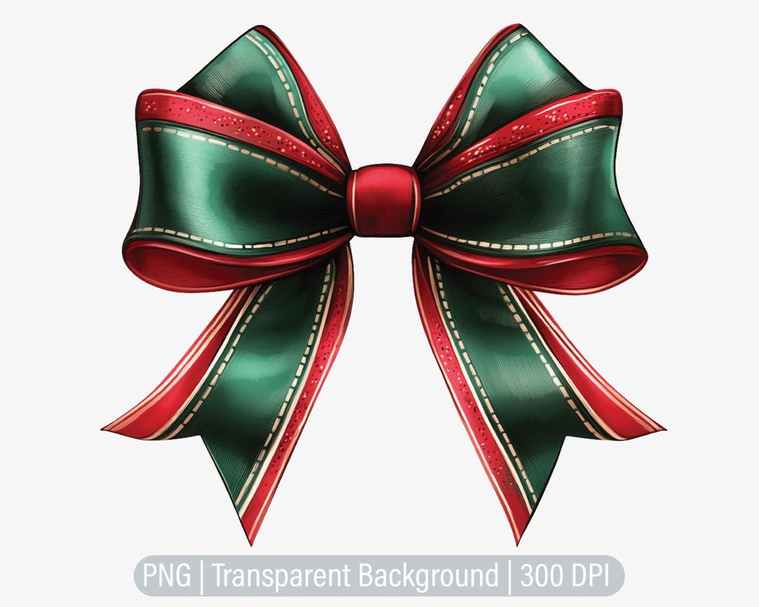 Christmas Bow Ribbon Clipart, Christmas Satin Bow PNG, Junk Journals ...