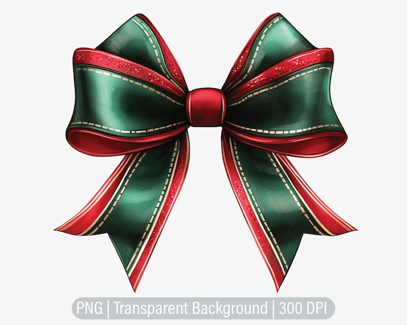 Christmas Bow Ribbon Clipart, Christmas Satin Bow PNG, Junk Journals ...