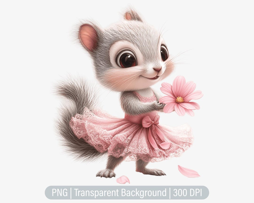 Ballerina Squirrel Clipart, Cute Squirrel, Pink Flower Ballet Junk ...
