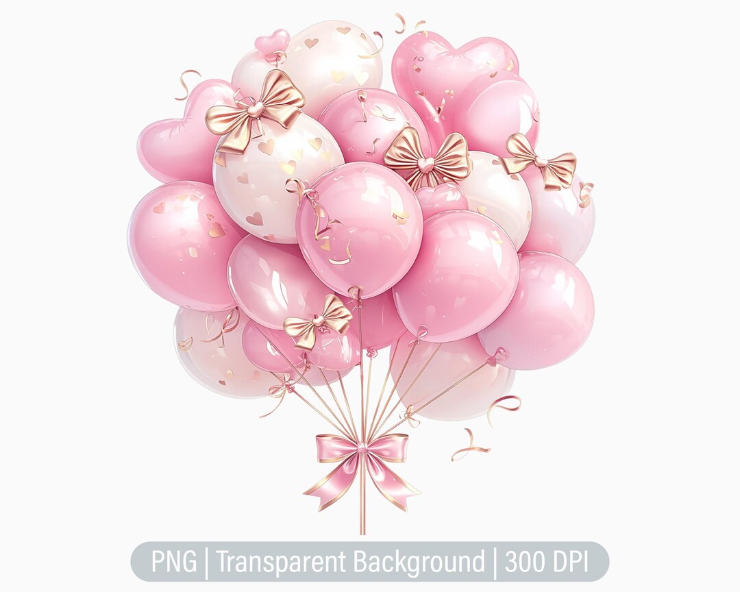 Pink Balloons Clipart, Birthday PNG, Party Balloons, Junk Journals ...