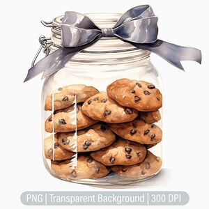 Cookies in a Jar Clipart, Chocolate Chip Cookies PNG, Junk Journals ...
