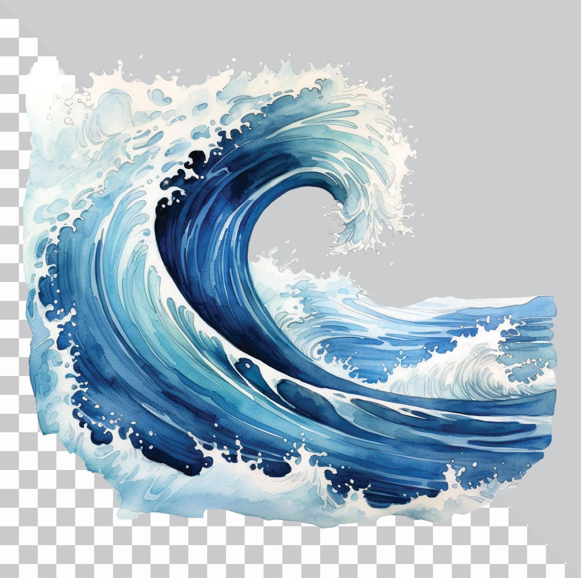 Ocean Waves Clipart, Beach Waves Clipart, Sea Png, Junk Journals ...