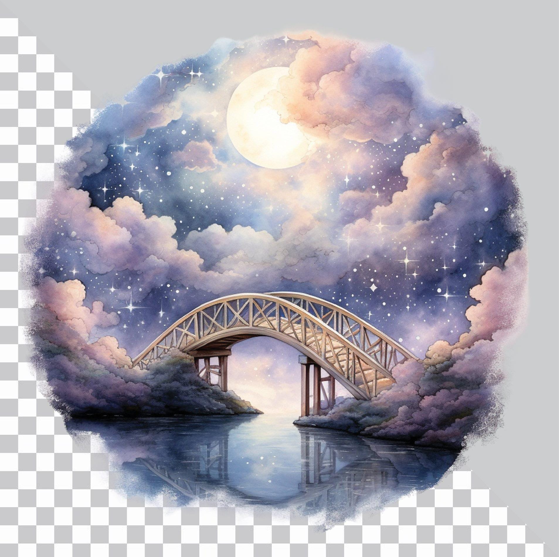 Celestial Bridge Clipart, Fantasy Bridge PNG, Dreamy Graphics, Junk ...