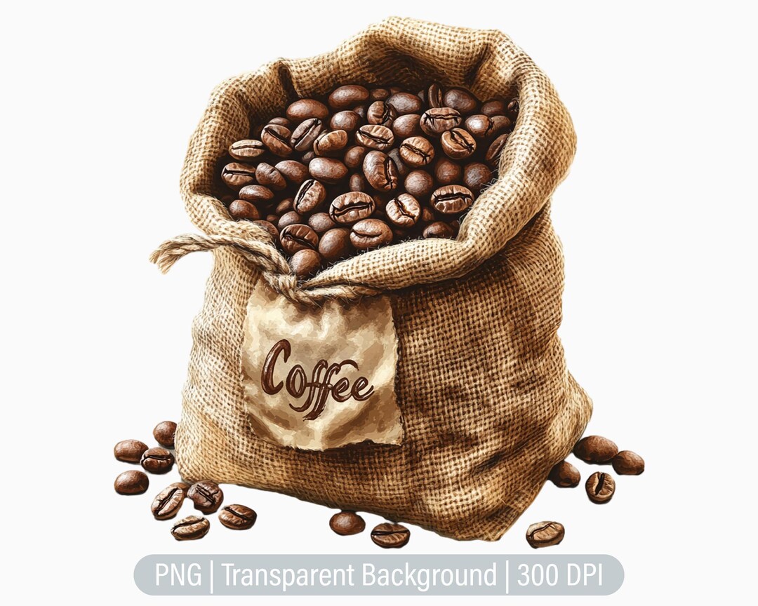 Coffee Beans Clipart, Coffee Bag Sack PNG, Coffee, Cocoa, Junk Journals ...