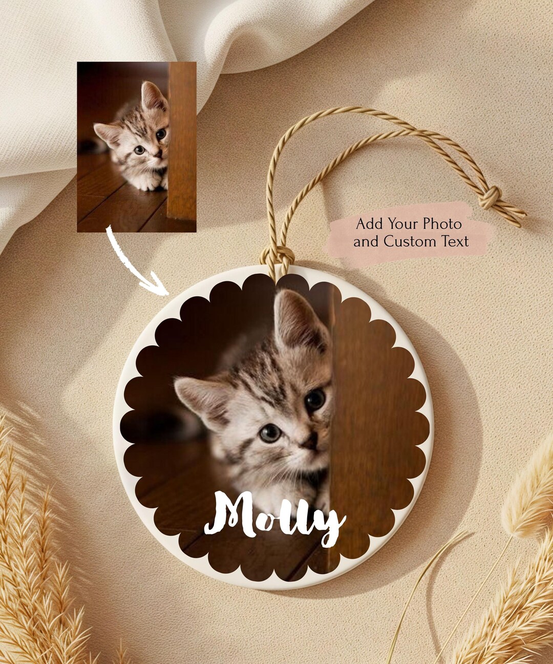 Personalized Cat Dog Horse Photo Ornament, Custom Name Pet Face ...