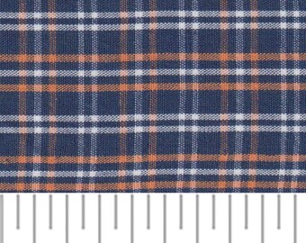 Navy Plaid Fabric | Etsy