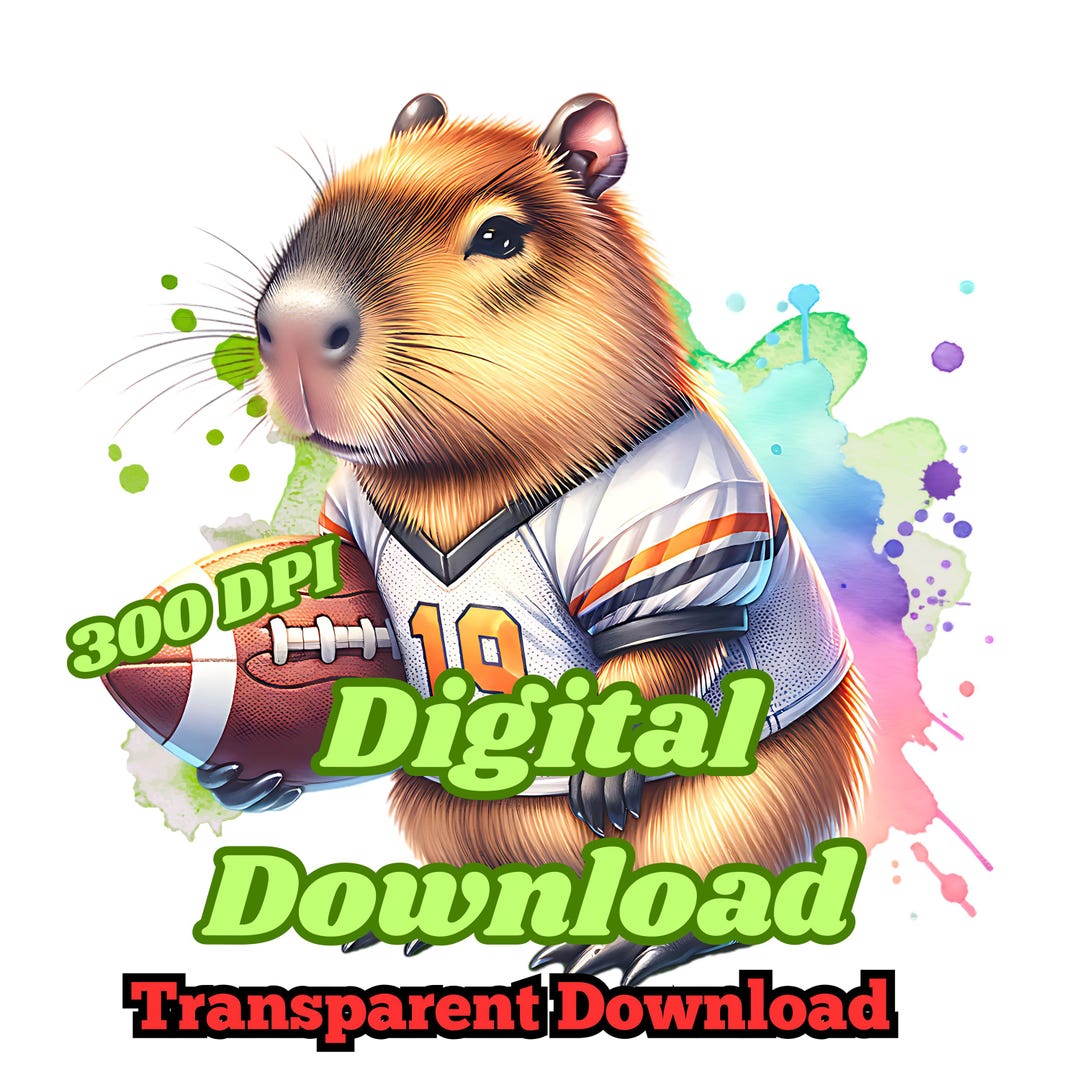 Capybara Football Clipart – Funny Football Capybara PNG – Sporty Rodent ...