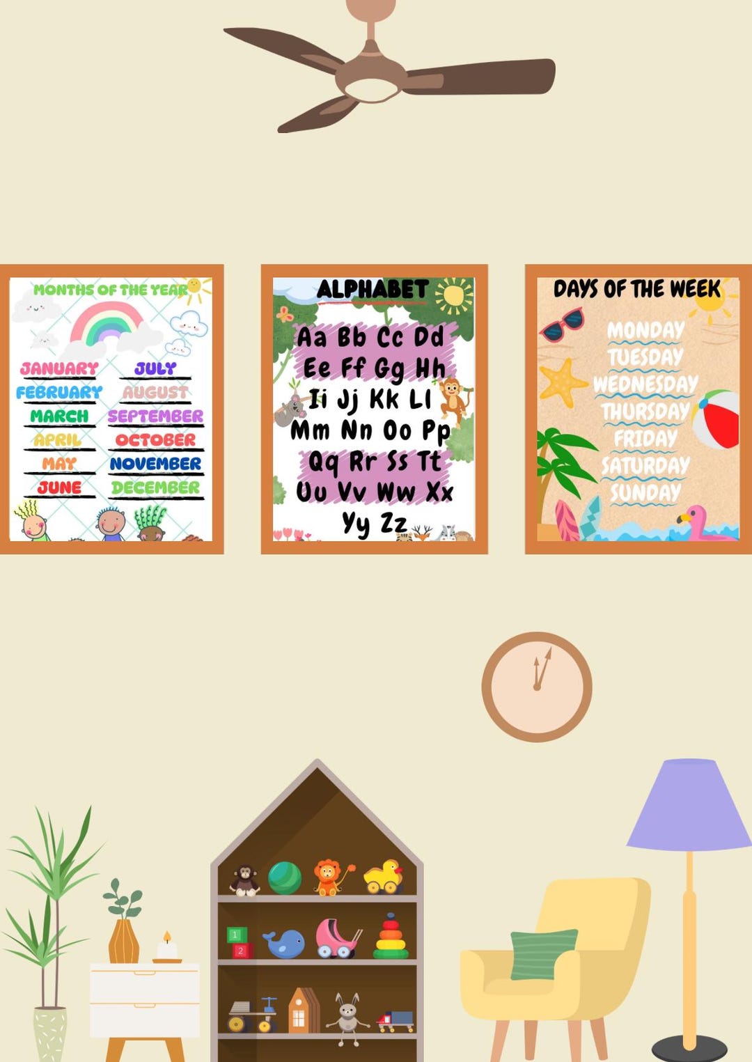 12-piece Kids Digital Educational Poster Set - Etsy