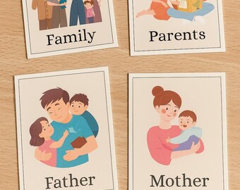 Family Flashcards: 3D Cartoon Vocabulary Cards (PDF Printable) - Etsy