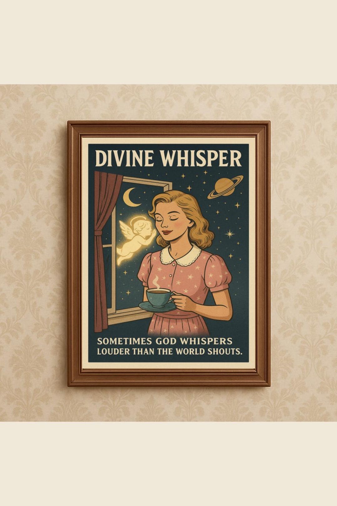 Retro Spiritual Wall Art God Whisper Print Angel Quote Poster Vintage ...
