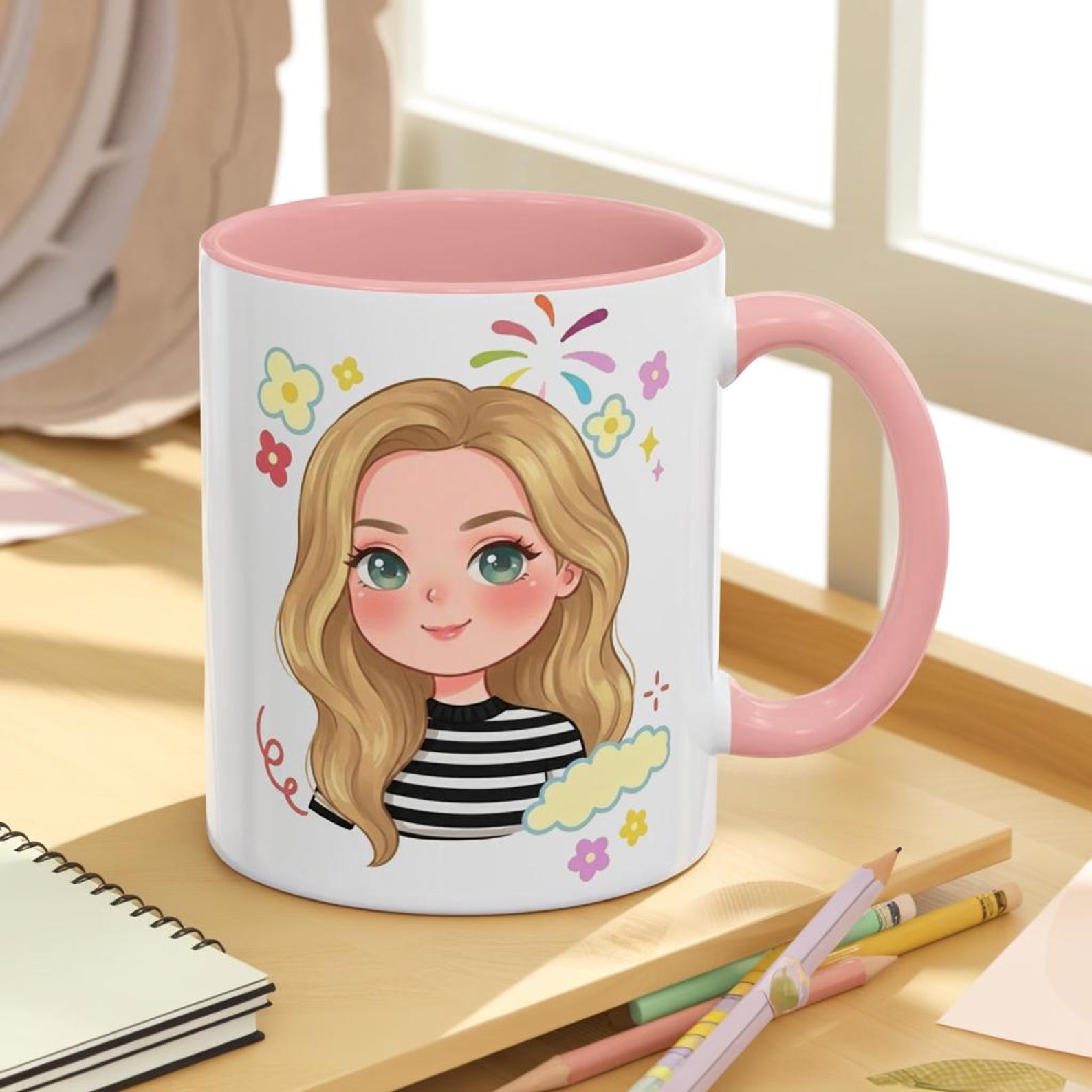 Custom Photo Chibi Art Style Mug, Unique Couple Gift Idea, Gift for ...