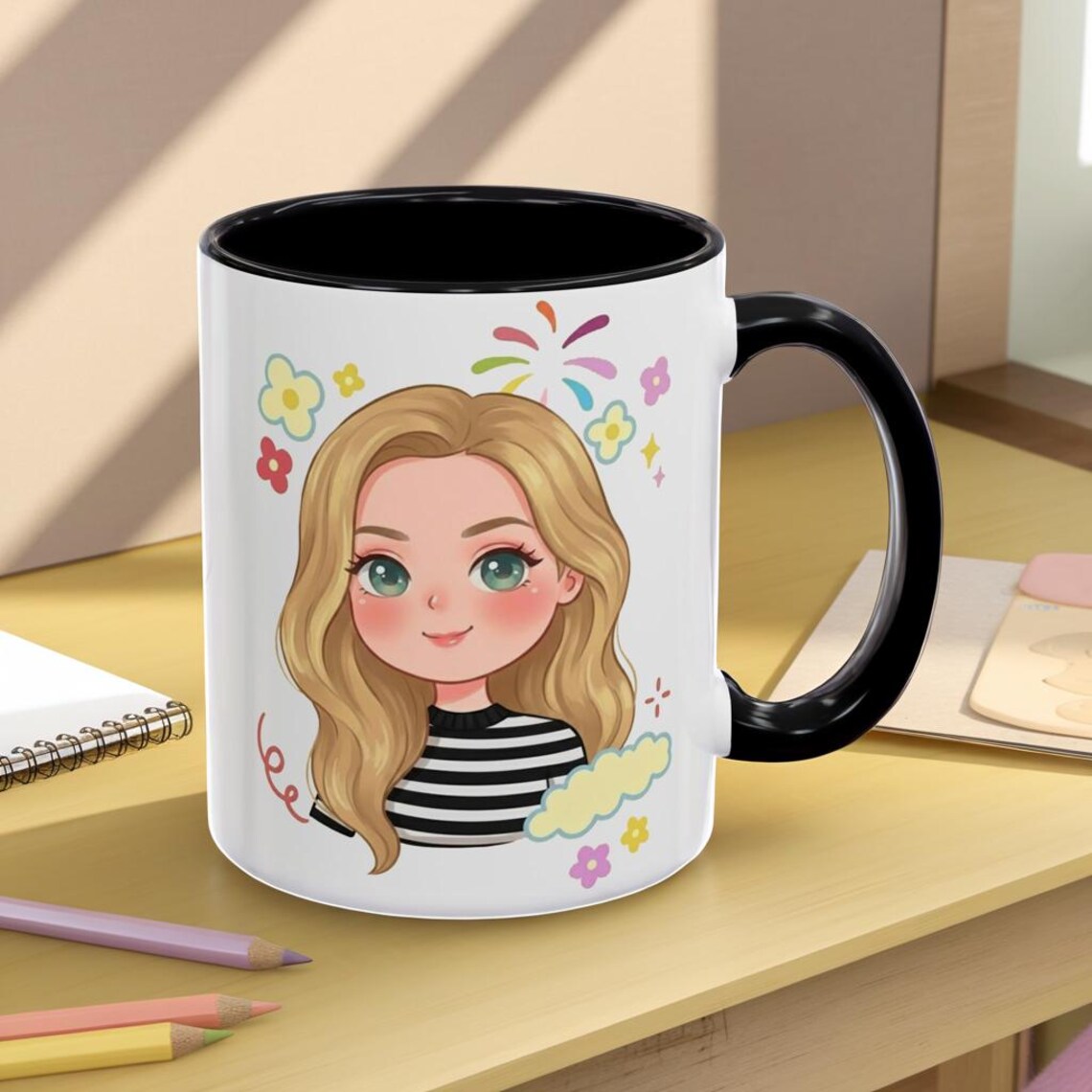Custom Photo Chibi Art Style Mug, Unique Couple Gift Idea, Gift for ...