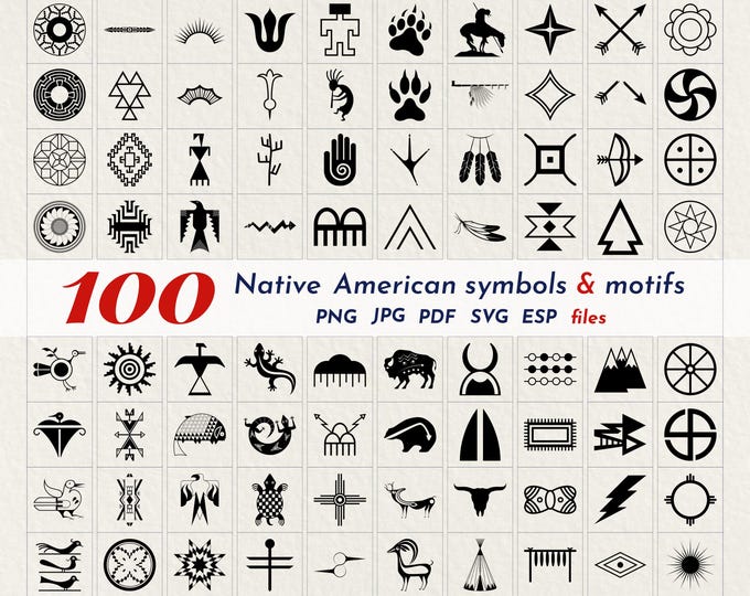100 Native American Symbols Bundle | Png , Jpg , Pdf , Svg , Eps | No ...