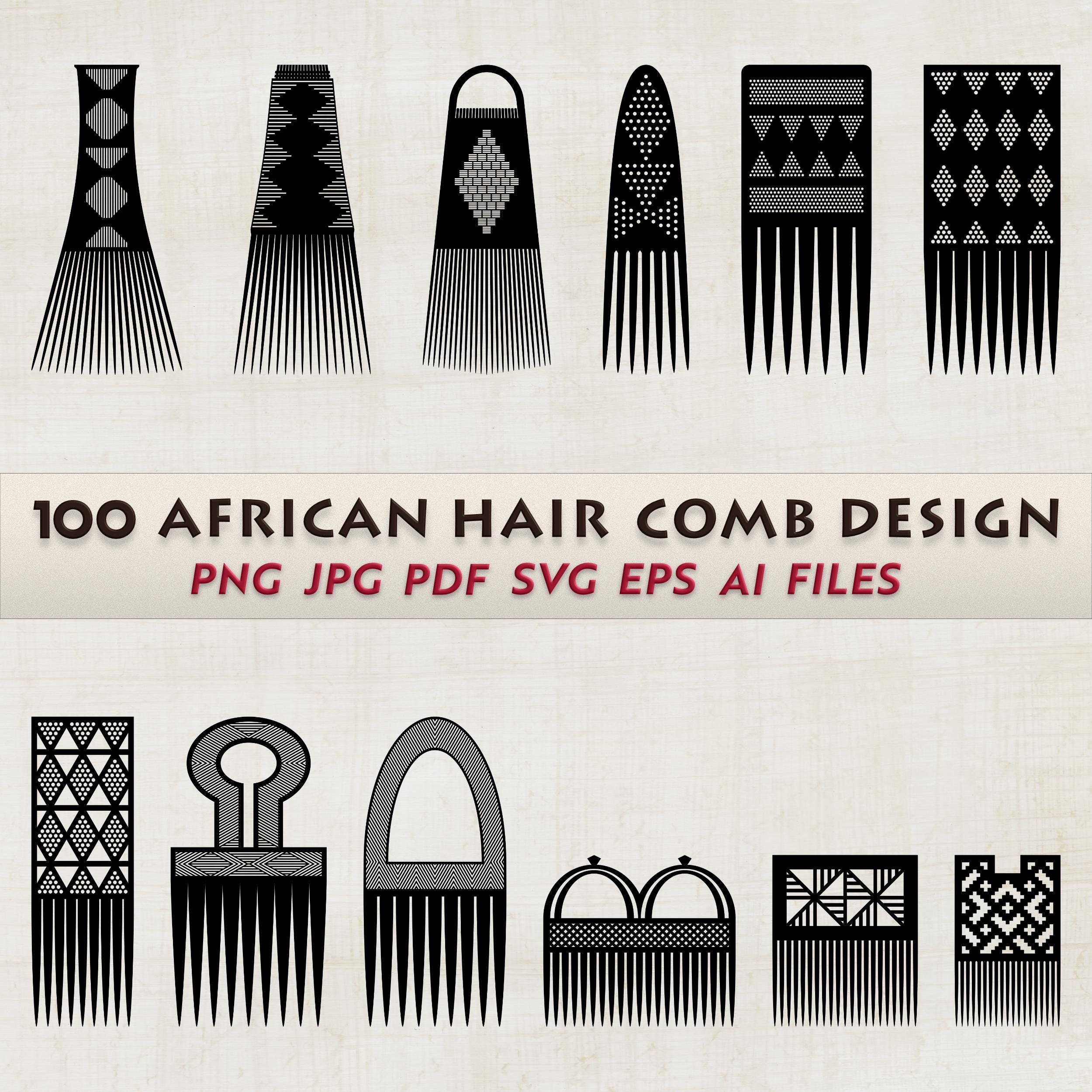 100 African Hair Comb & Hair Pick Vintage Designs | Png, Jpg, Pdf, Svg ...